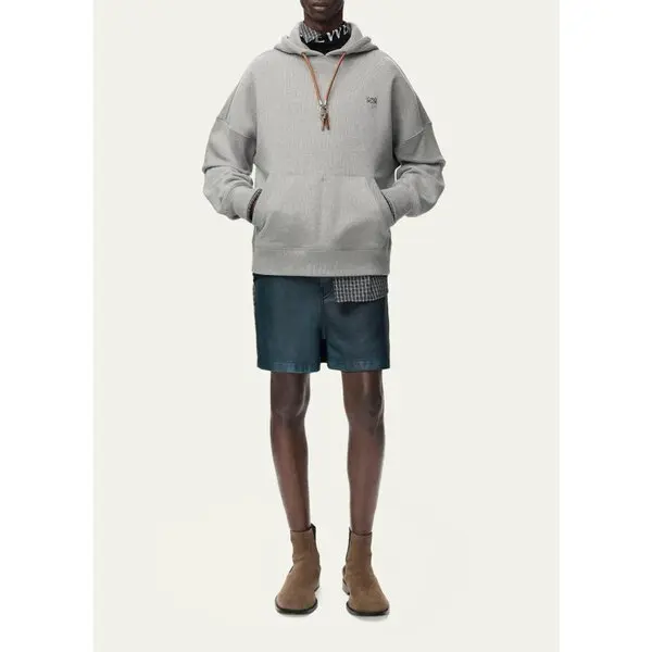 Loewe Relaxed Fit Fleece Leather-drawstring Hoodie