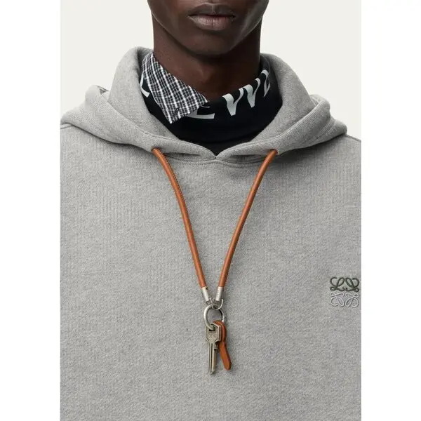Loewe Relaxed Fit Fleece Leather-drawstring Hoodie