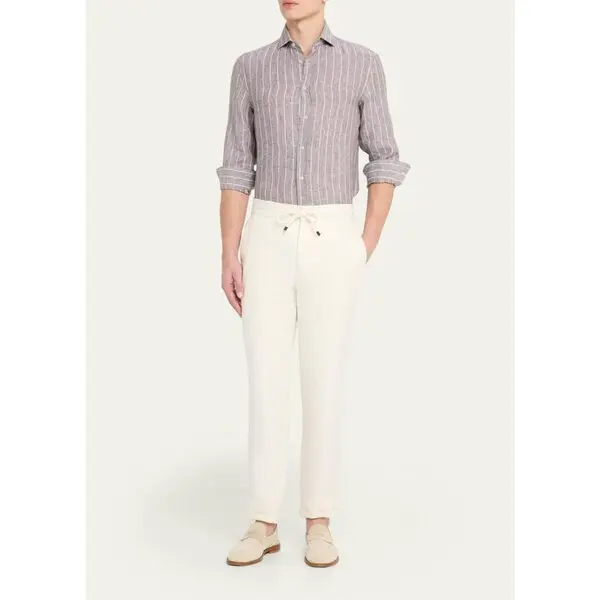 Brunello Cucinelli Pinstripe Linen Button-down Shirt