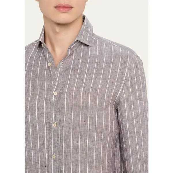Brunello Cucinelli Pinstripe Linen Button-down Shirt