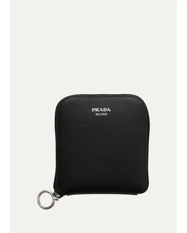 Prada Saffiano Leather Pendant And Re-nylon Tote Bag