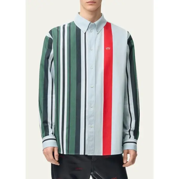 Loewe Variegated Stripe Twill Button-down Shirt
