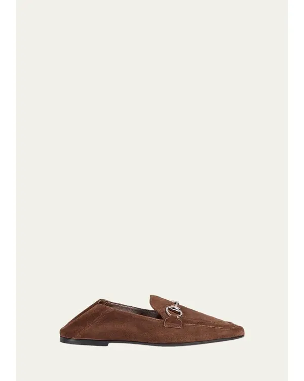Gucci Jordaan Soft Suede Loafers With Horsebit - Coffee