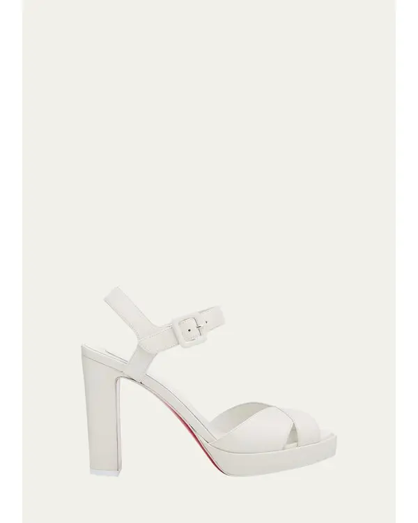 CHRISTIAN LOUBOUTIN 100mm Cora Leather Sandals - Bianco