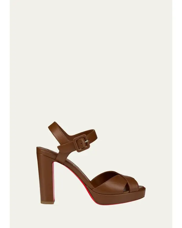 CHRISTIAN LOUBOUTIN 100mm Cora Leather Sandals - Cuoio