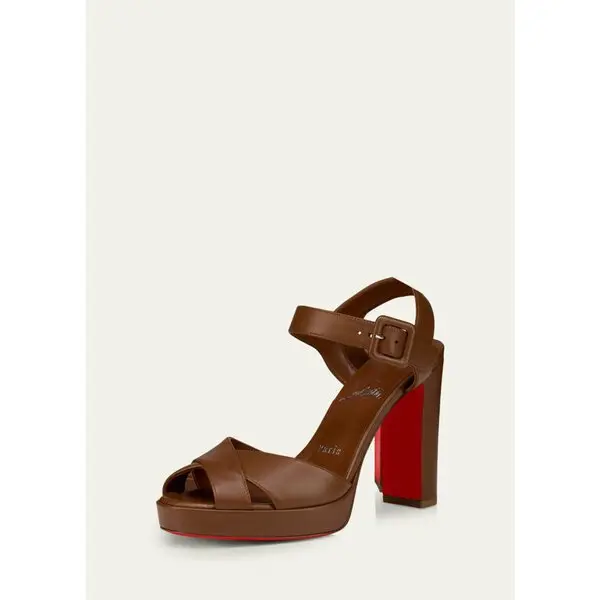 CHRISTIAN LOUBOUTIN 100mm Cora Leather Sandals - Cuoio