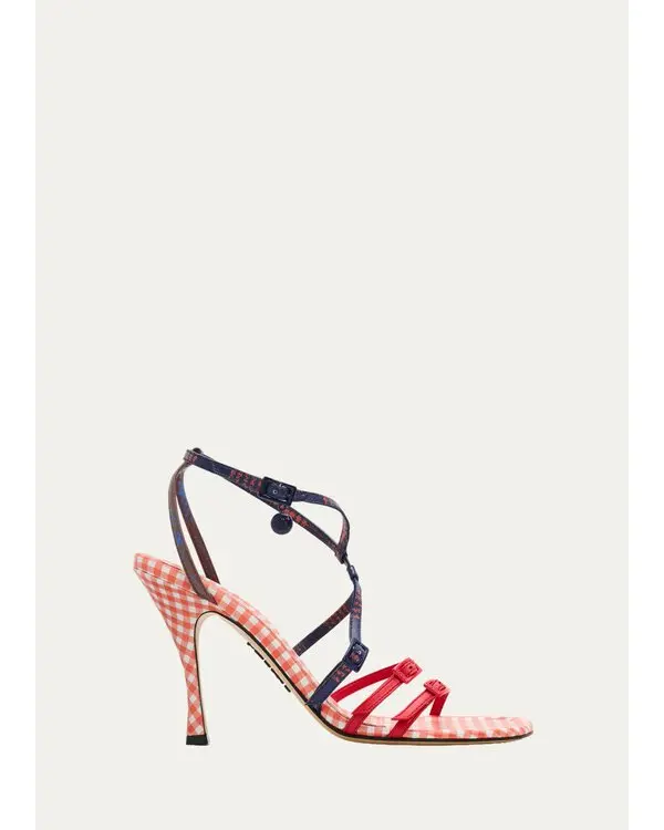 Loewe 90mm Comic Gingham Strappy Sandals