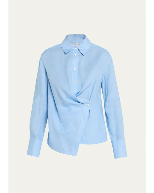 Veronica Beard Perezzi Asymmetric Linen Shirt