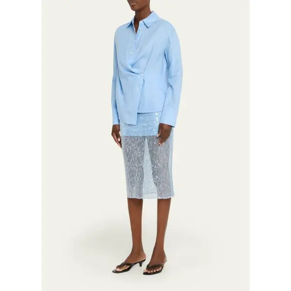 Veronica Beard Perezzi Asymmetric Linen Shirt