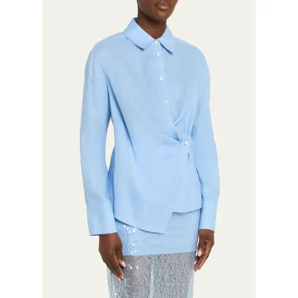 Veronica Beard Perezzi Asymmetric Linen Shirt