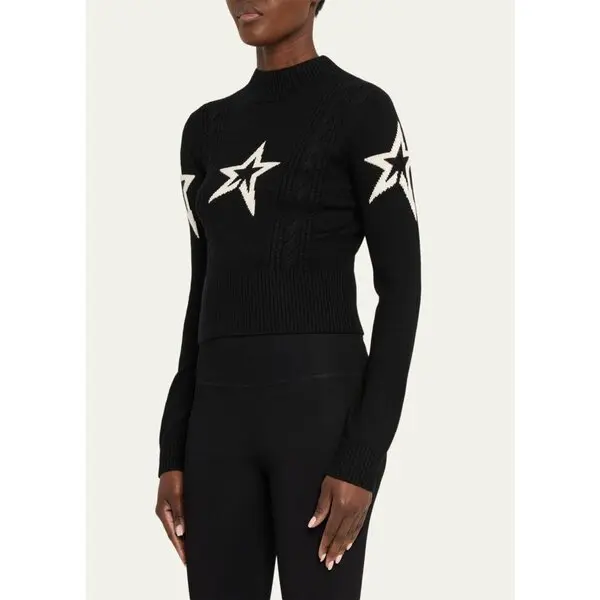 Perfect Moment Cropped Cable-knit Star Sweater