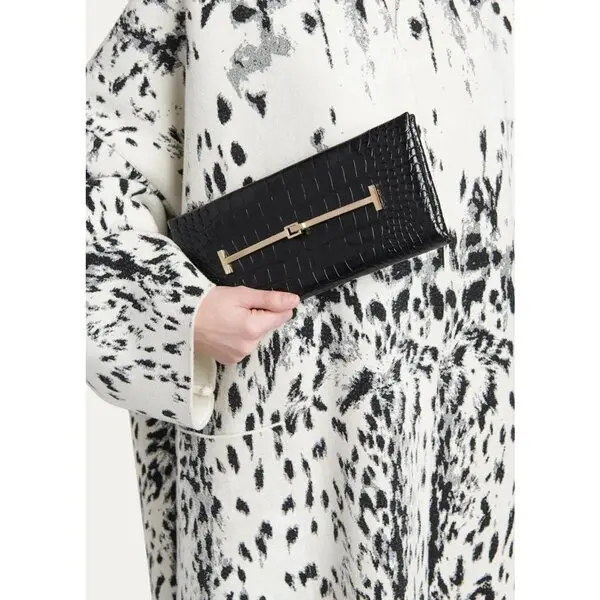 TOM FORD Arc Croc-embossed Leather Clutch Bag - Black