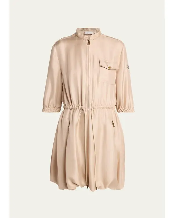 Moncler Silk Twill Mini Shirtdress