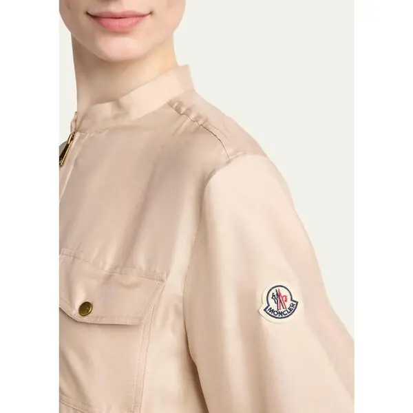 Moncler Silk Twill Mini Shirtdress
