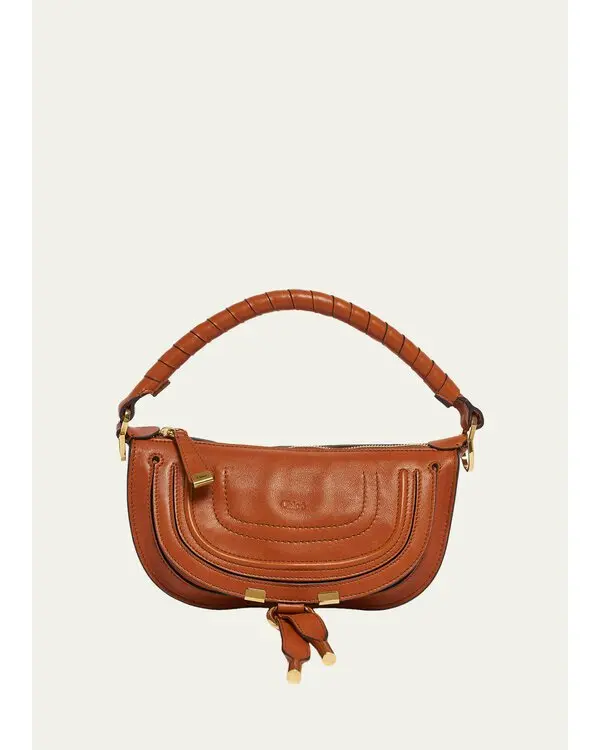 Chloé Marcie Mini Saddle Shoulder Bag In Leather - Clay