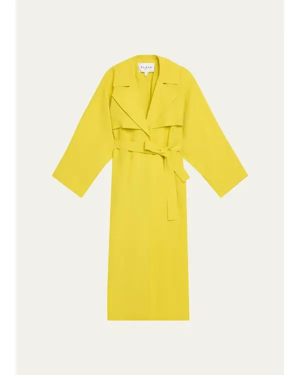 Alaïa Paper Belted Midi Trench Coat - Lime