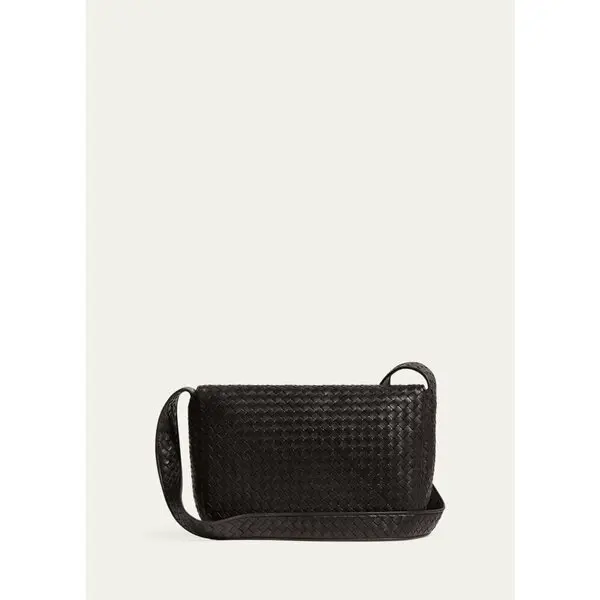 Bottega Veneta Large Intrecciato Leather Flap Messenger Bag