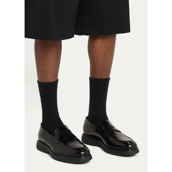 FERRAGAMO Leather Rubber-sole Penny Loafers