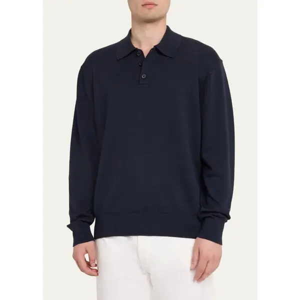 Guest In Residence Cotton-cashmere Allday Polo Sweater - Mid