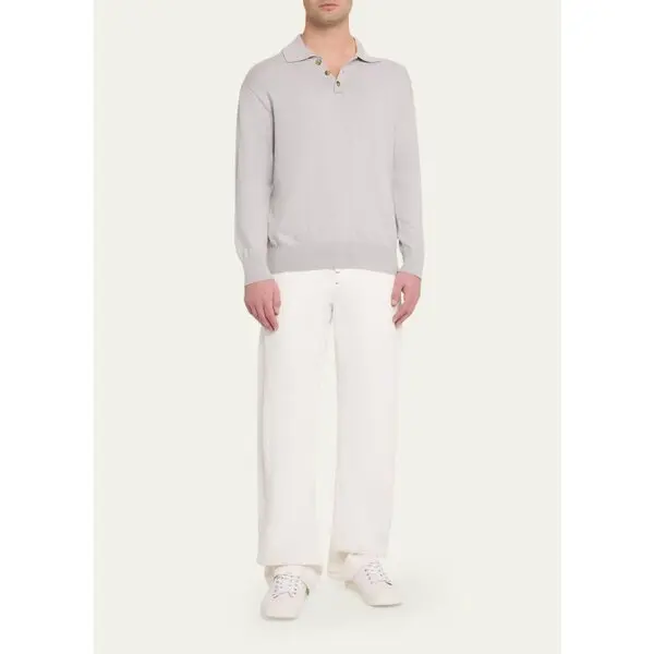 Guest In Residence Cotton-cashmere Allday Polo Sweater - Mid