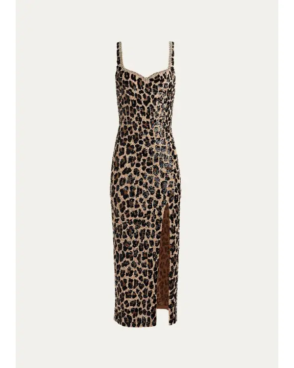 Alice + Olivia Eve Embellished Sweetheart Midi Gown