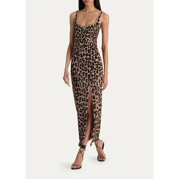 Alice + Olivia Eve Embellished Sweetheart Midi Gown