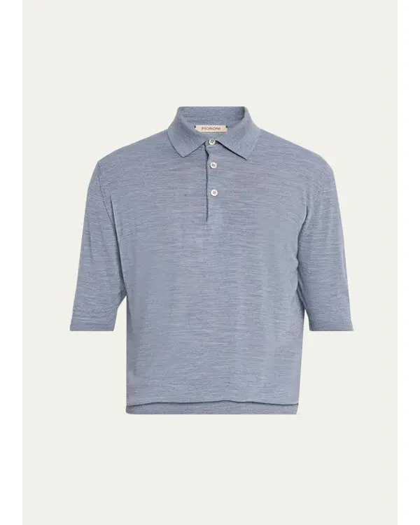 Fioroni Fine-knit Melange Wool Polo Shirt - Gray