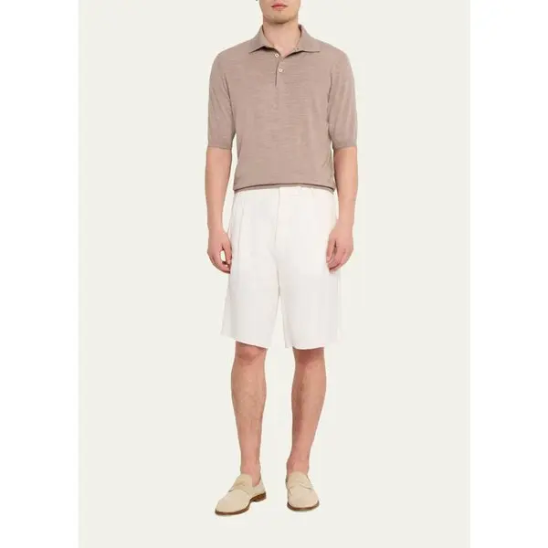 Fioroni Fine-knit Melange Wool Polo Shirt - Light Brown