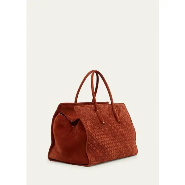 Bottega Veneta Barbara Medium Suede Tote Bag - Rust
