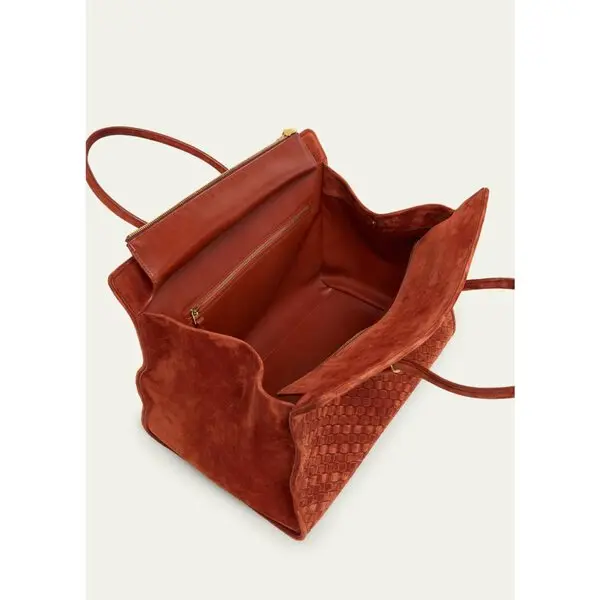 Bottega Veneta Barbara Medium Suede Tote Bag - Rust