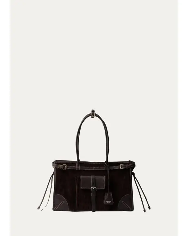 Prada Bonnie Large Corduroy Tote Bag