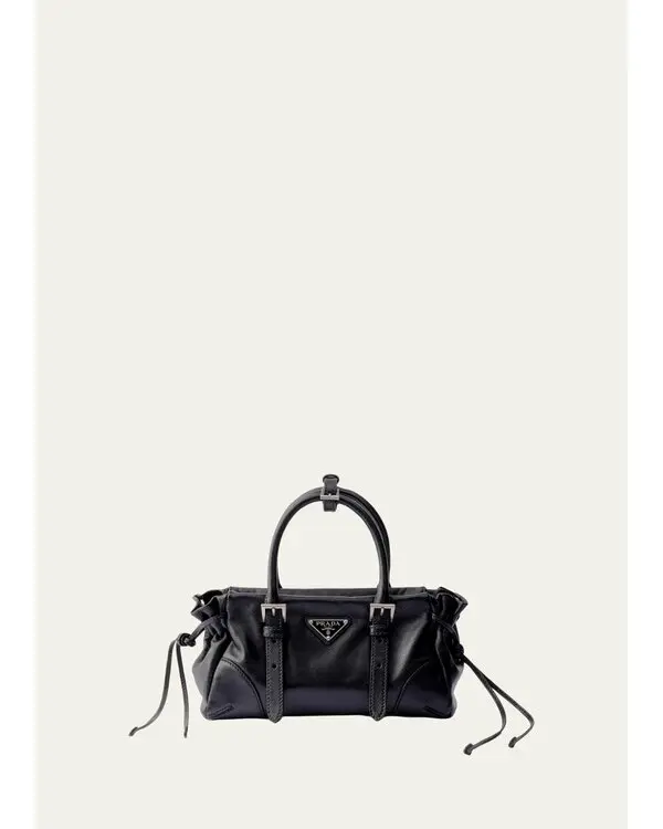 Prada Bonnie Leather Top-handle Bag - Nero