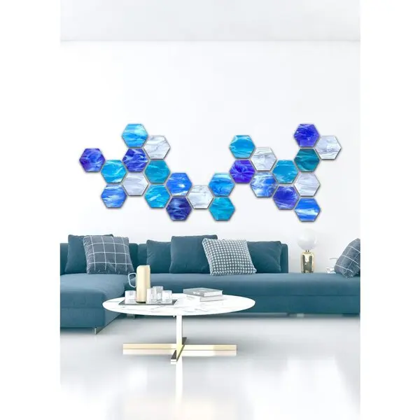 KARO STUDIOS Water Hexagonal Glass Wall Sculpture