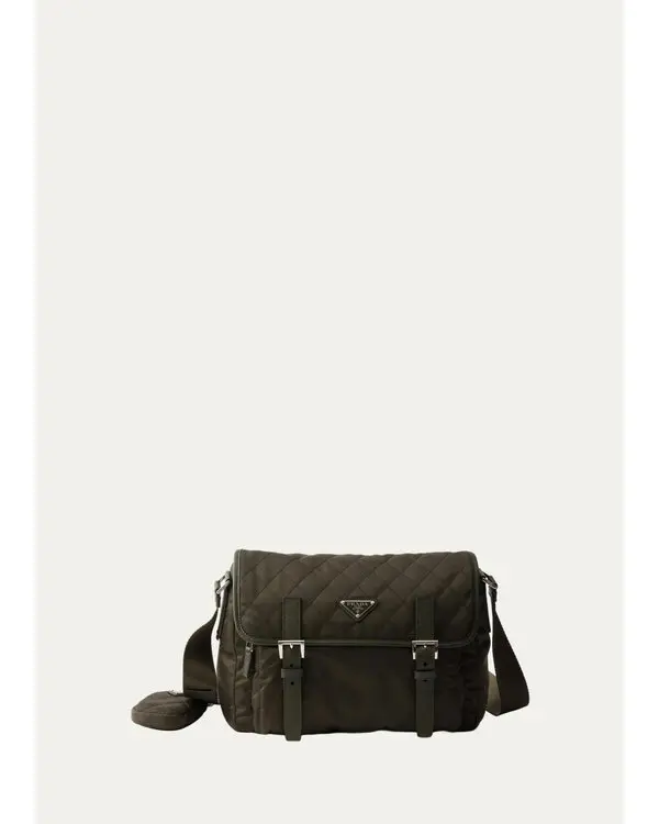 Prada Vela Large Quilted Re-nylon Shoulder Bag