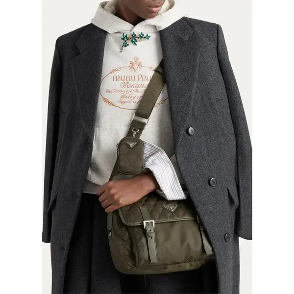Prada Vela Large Quilted Re-nylon Shoulder Bag