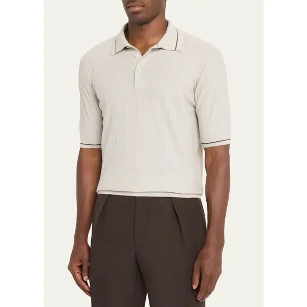 Fioroni Textural Cotton-cashmere Polo Shirt