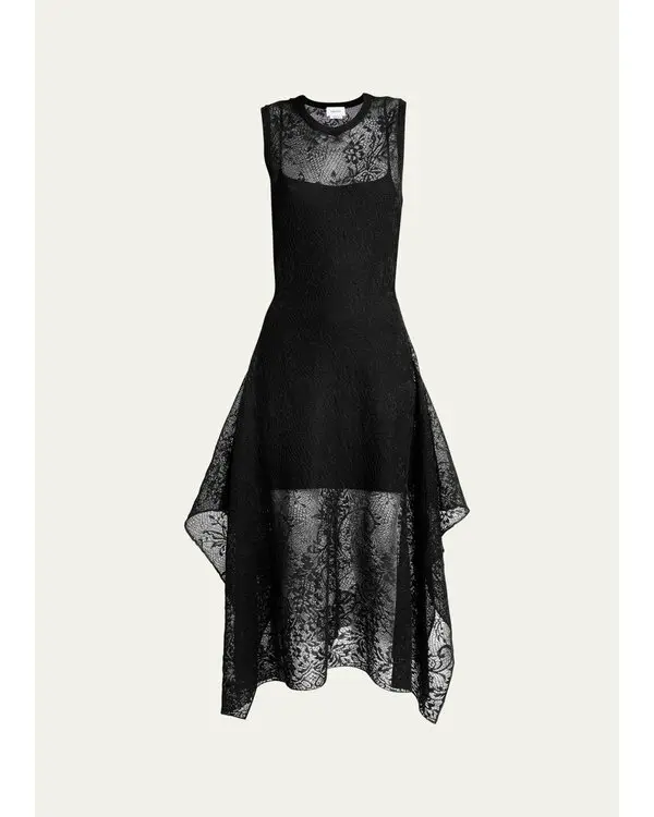 Alexander McQueen Floral Lace Semi-sheer Sleeveless Dress