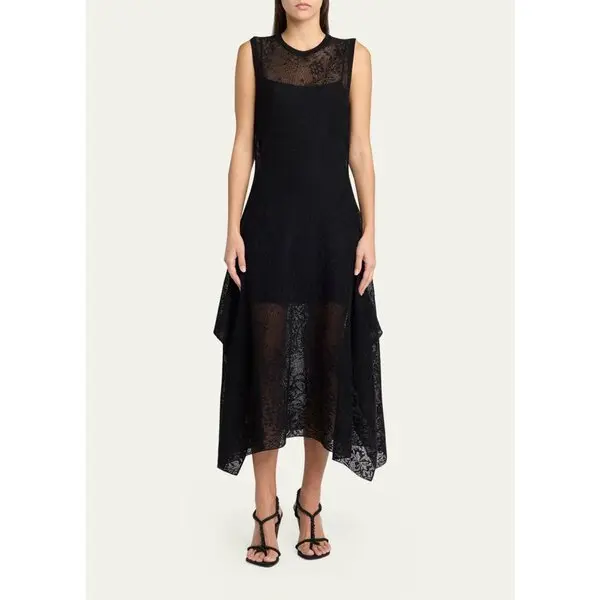 Alexander McQueen Floral Lace Semi-sheer Sleeveless Dress