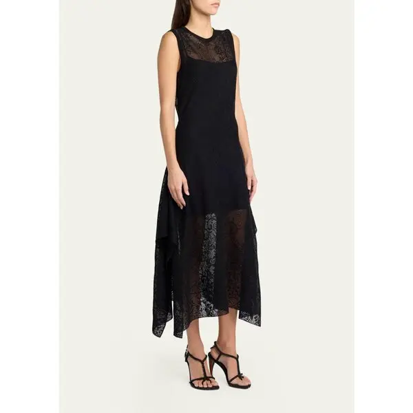Alexander McQueen Floral Lace Semi-sheer Sleeveless Dress