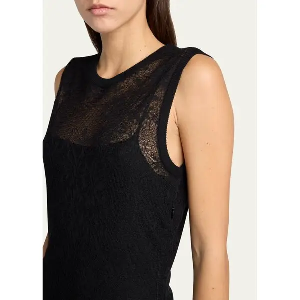 Alexander McQueen Floral Lace Semi-sheer Sleeveless Dress