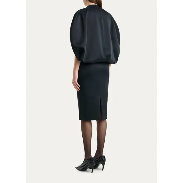 Khaite Dakota Sculpted Cape Midi Dress