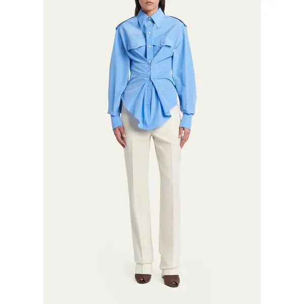 Alexander McQueen Responsible Cotton Gathered Long-sleeve Shirt