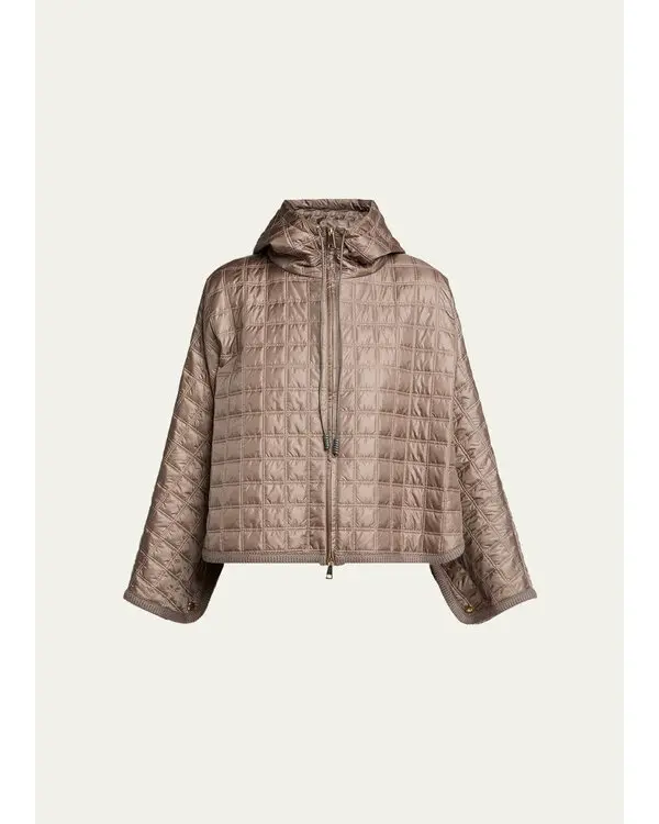 Moncler Hooded Square-quilted Padded Cape