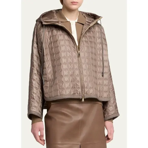 Moncler Hooded Square-quilted Padded Cape
