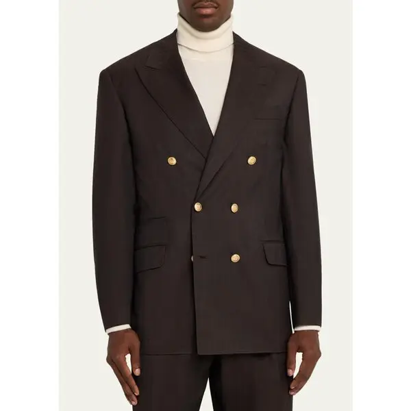 Brunello Cucinelli Wool And Cashmere Chevron Double-breasted Suit