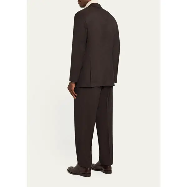 Brunello Cucinelli Wool And Cashmere Chevron Double-breasted Suit
