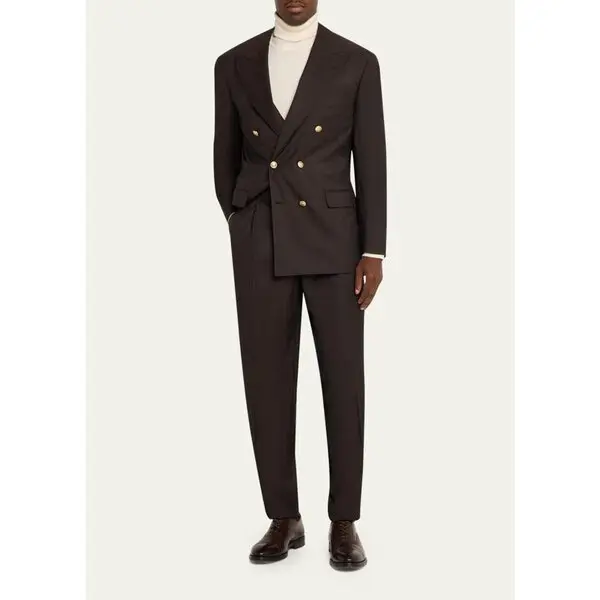 Brunello Cucinelli Wool And Cashmere Chevron Double-breasted Suit