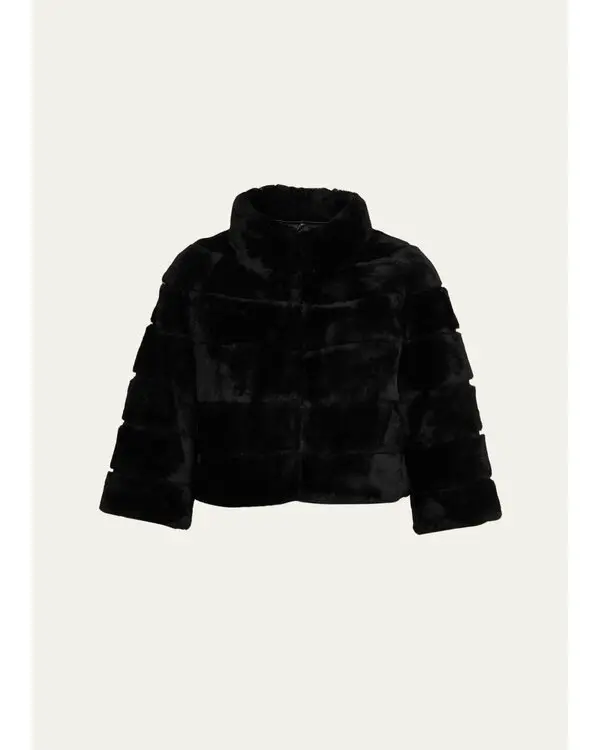 Gorski Lamb Shearling Bolero Jacket - Black