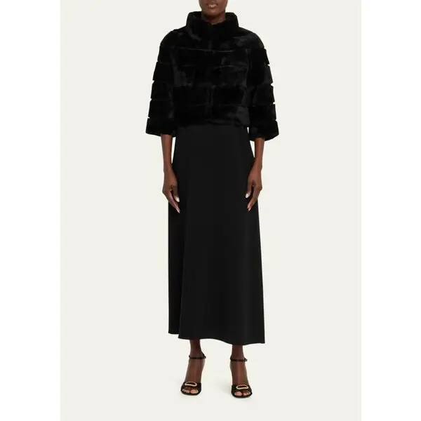 Gorski Lamb Shearling Bolero Jacket - Black