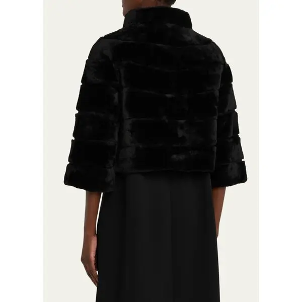 Gorski Lamb Shearling Bolero Jacket - Black